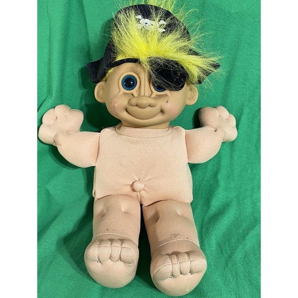 Toys | Russ Troll Doll Pirate Plush Yellow Hair Plastic Head Skull Hat ...